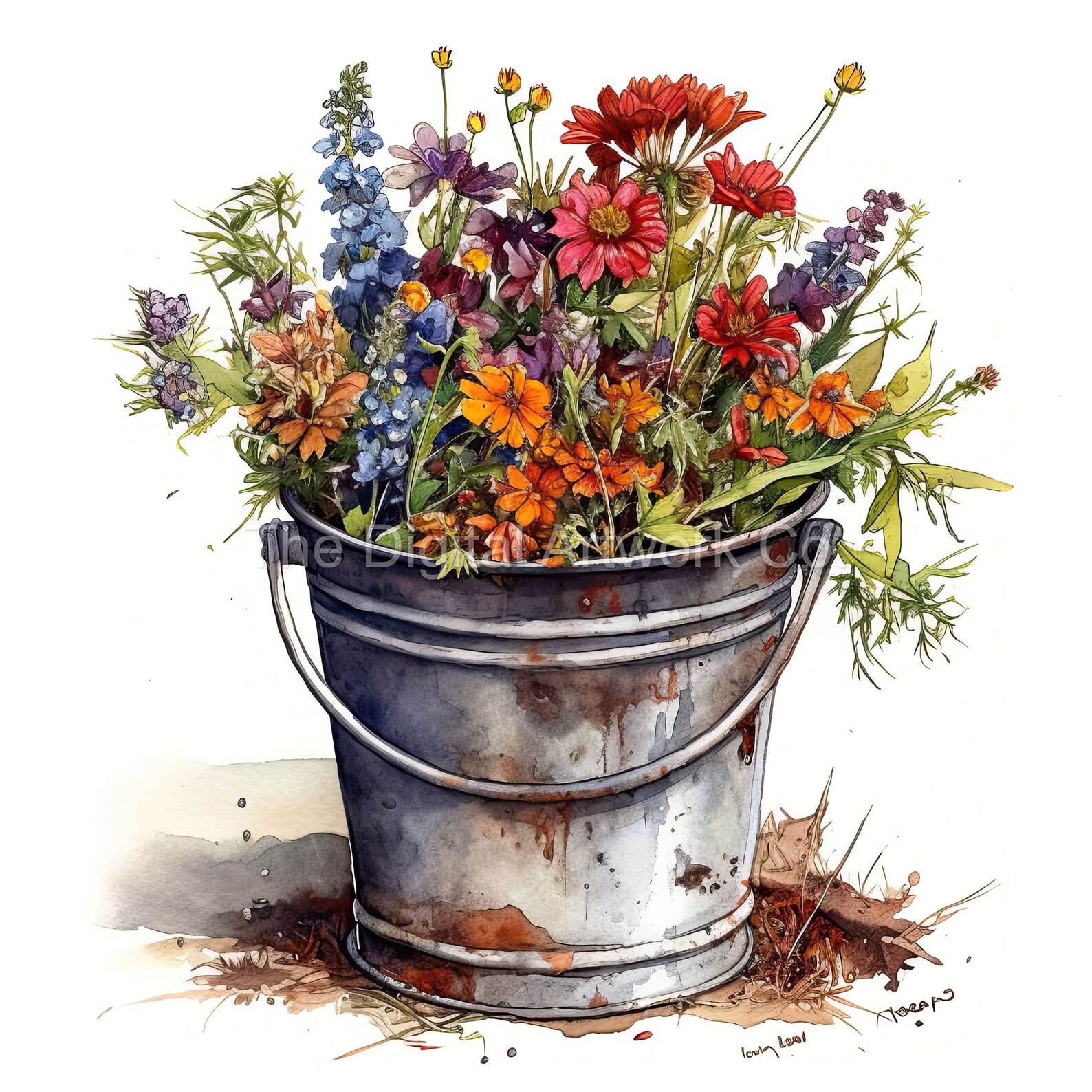 12 High Quality Designs of Buckets of Flowers Clip Art 12 Jpgs - Etsy