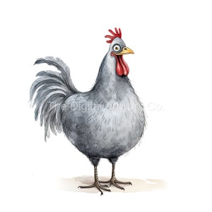 Funky Cartoon Chicken Clip Art: Watercolor Style (digital Download) - Etsy