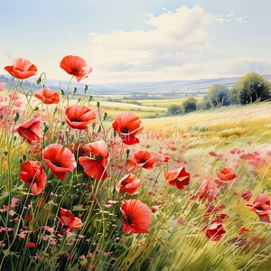 12 High Quality Designs of Poppy Field Backgrounds Jpgs Digital Planner ...