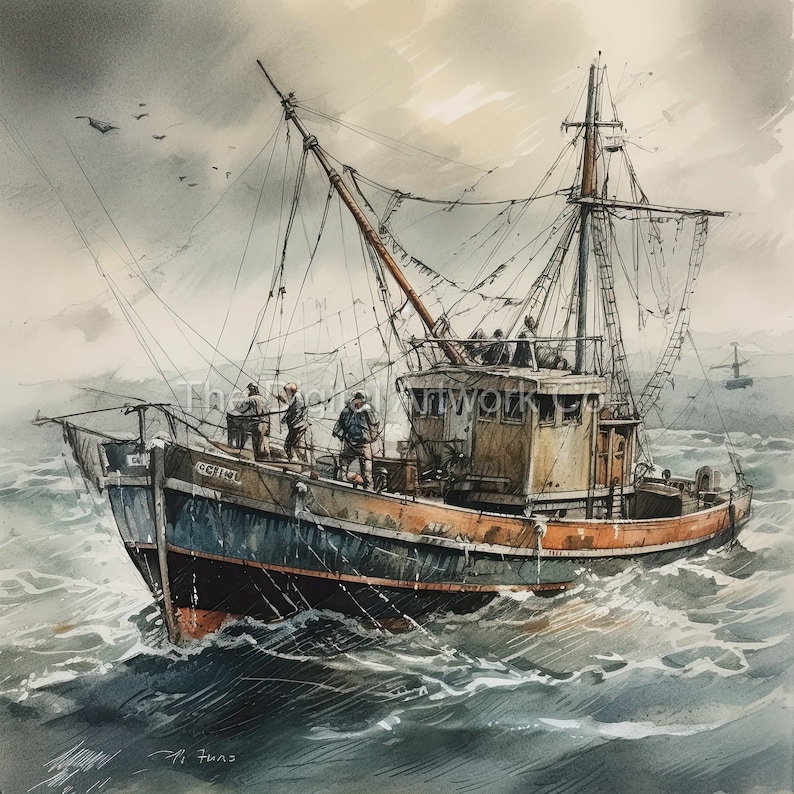 12 High Quality Designs of Fishing Trawlers Clip Art 12 Jpgs - Etsy