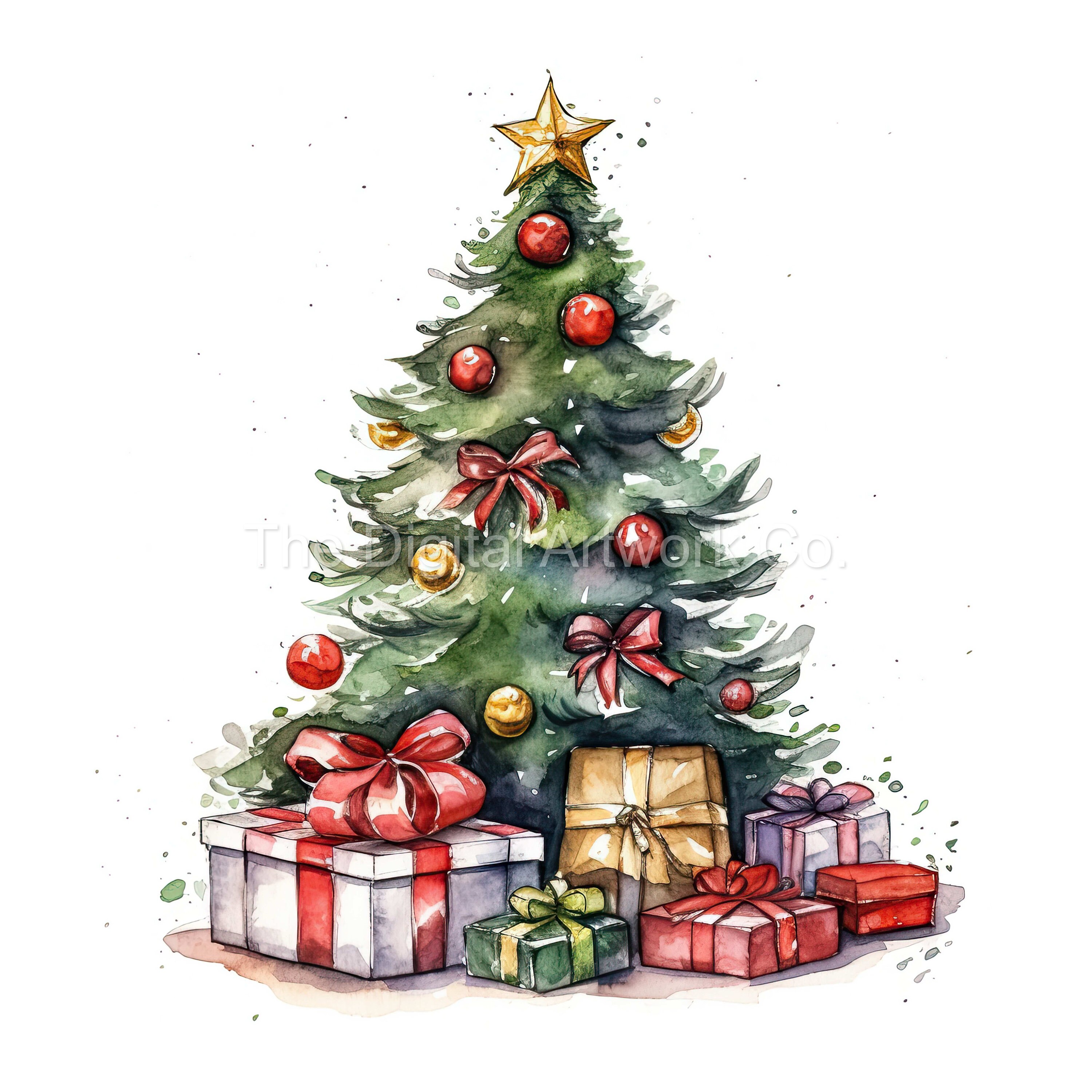 Watercolor Christmas Tree Clipart – 15 JPG Designs (digital Download ...