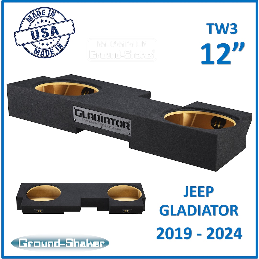 2019-2024 Jeep Gladiator 12" Dual Sub Box Subwoofer Enclosure for JL ...