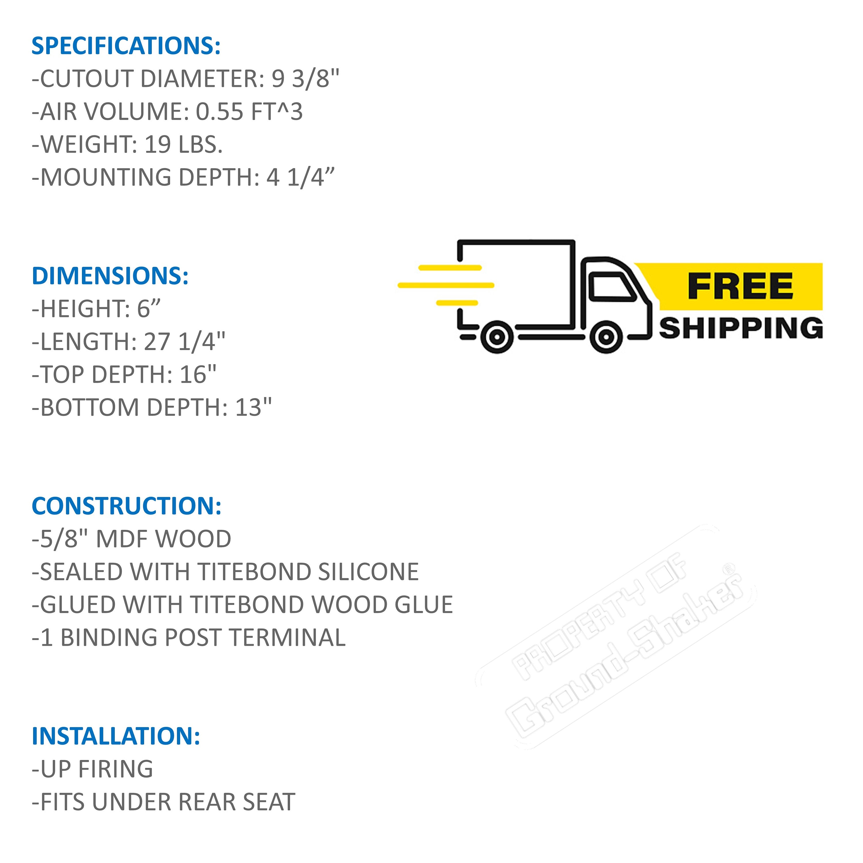 2019 - 2024 Jeep Gladiator 10" Single Sealed L7T Sub Box Subwoofer ...