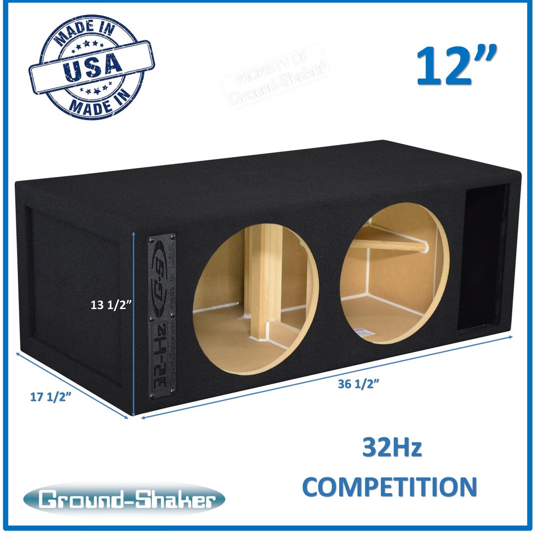 12" Sub Box 32hz Dual Ported Vented Subwoofer Enclosure Ground Shaker ...