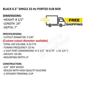 6.5 Speaker Box 32hz Single Ported Sub Box Subwoofer Enclosure Ground ...