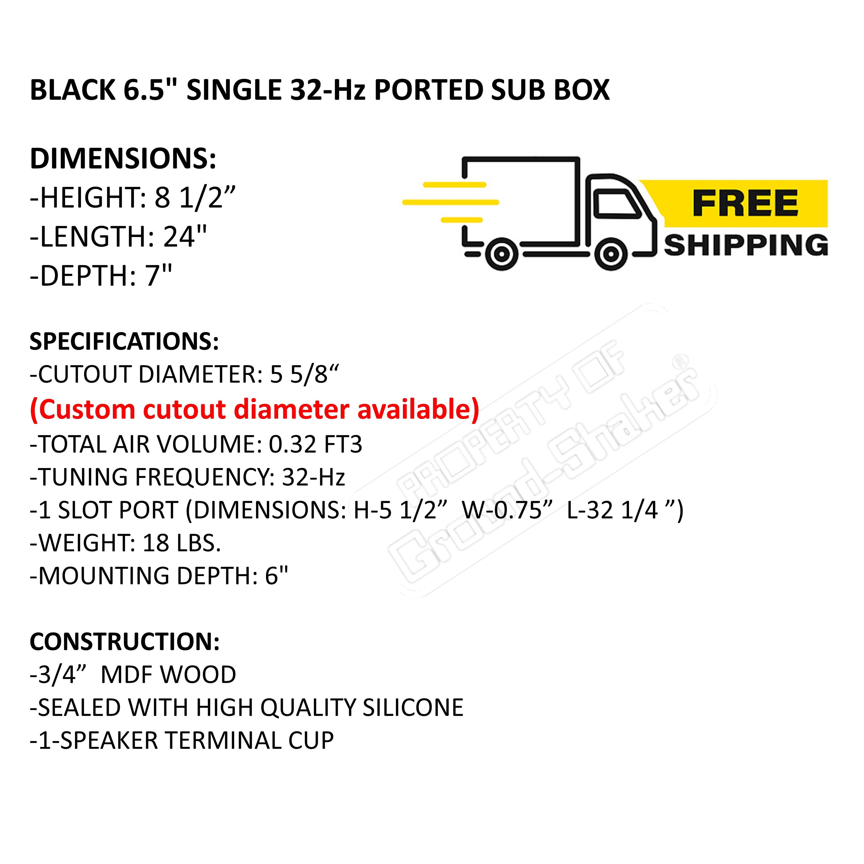 6.5 Speaker Box 32hz Single Ported Sub Box Subwoofer Enclosure Ground ...