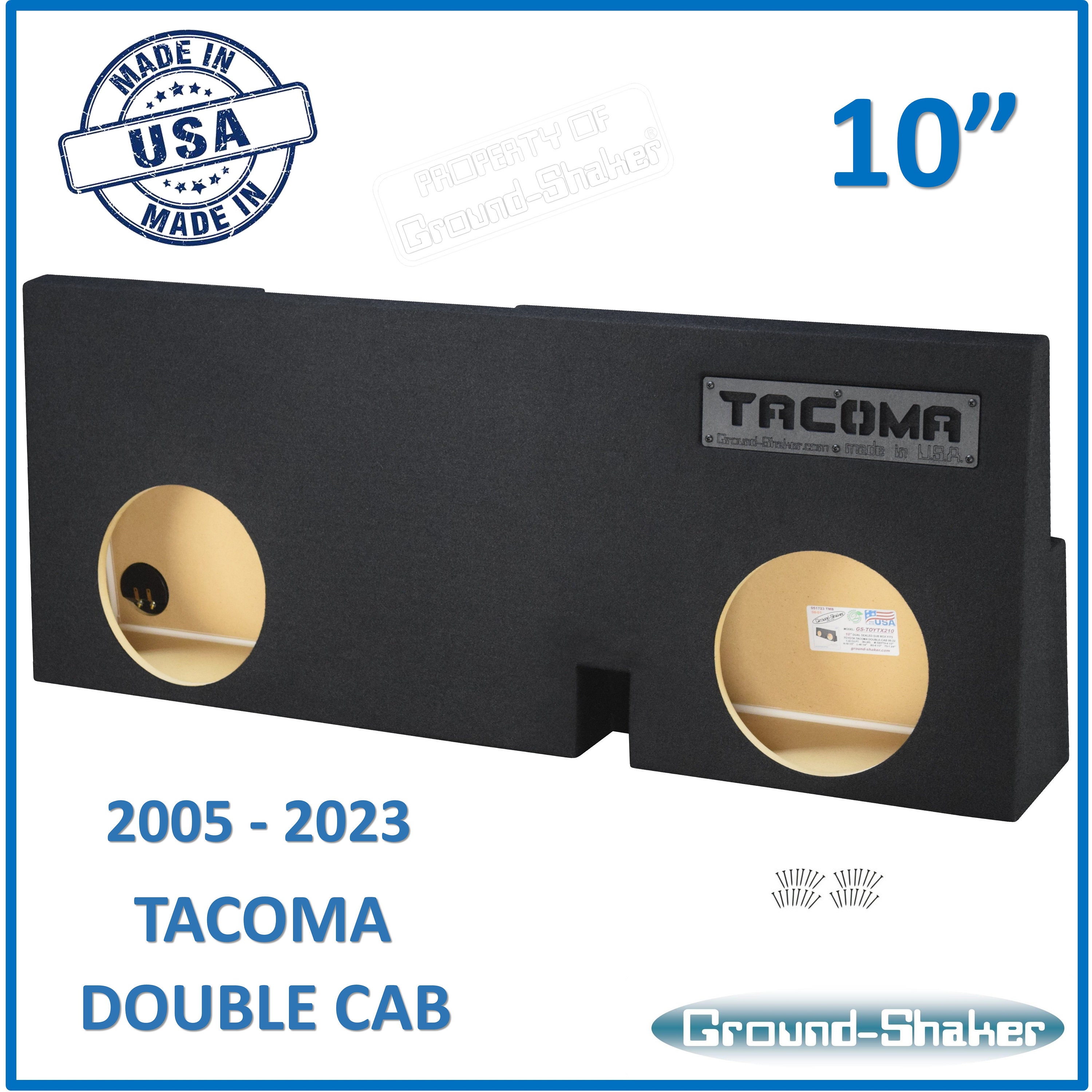 10" Dual Sub Box Toyota Tacoma Double-cab 2005 - 2023 10" Dual Sealed ...