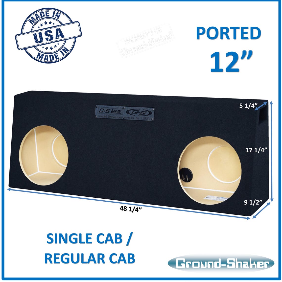 Single Cab/ Regular Cab 12" Dual Truck Ported Sub Box Vented Subwoofer ...