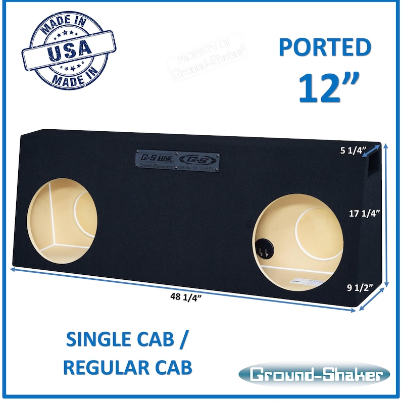 Single Cab/ Regular Cab 12" Dual Truck Ported Sub Box Vented Subwoofer ...