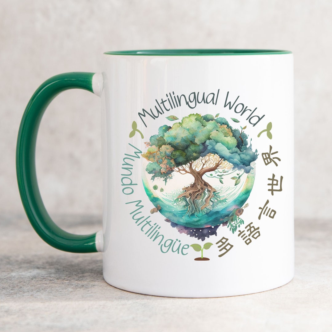 Multilingual World Mug, Learn A Language Gift for Teacher, Bilingual ...