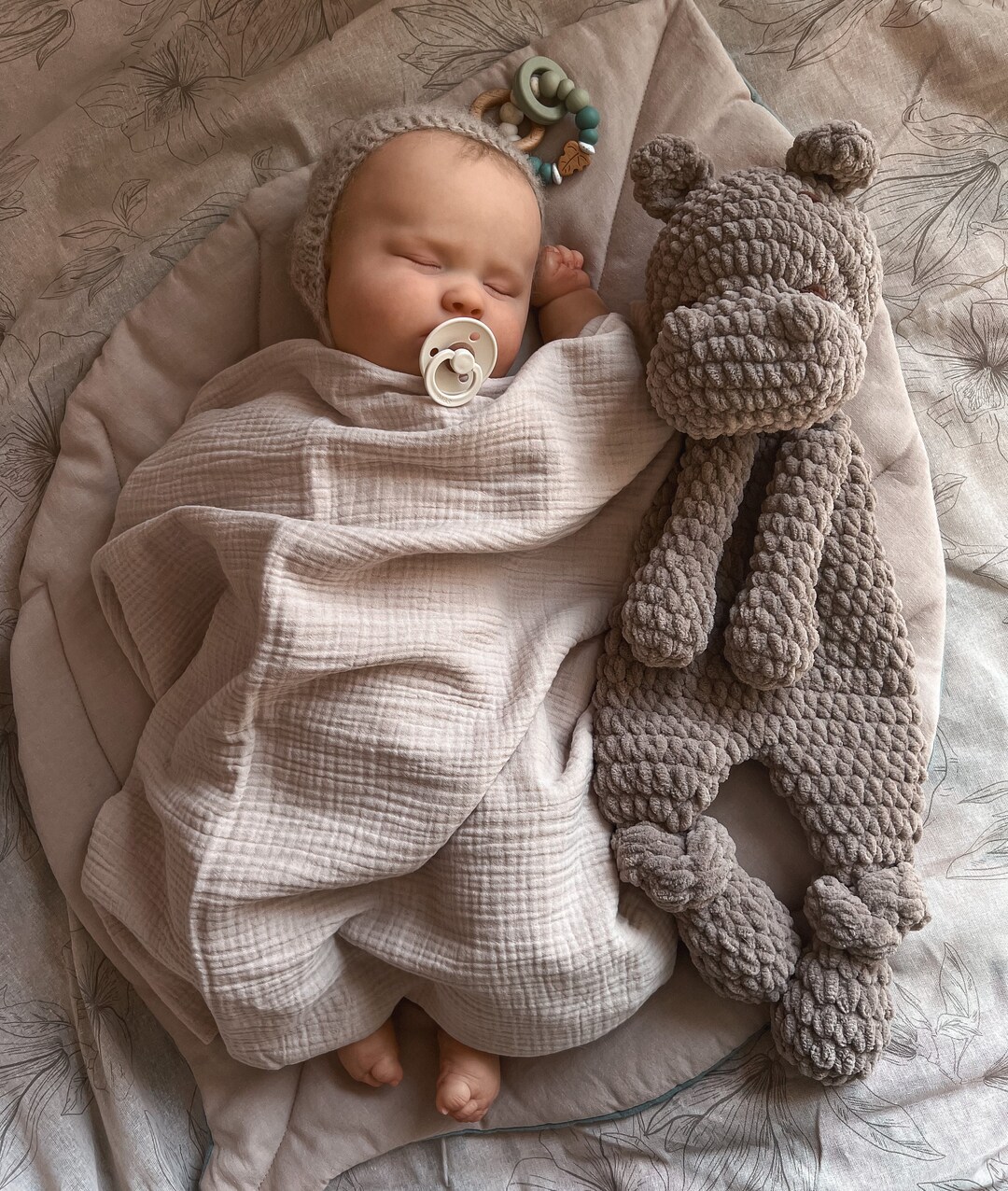 Crochet Hippo Toy, Soft Snuggler Stuffed Hippo, Newborn Baby Hippo ...