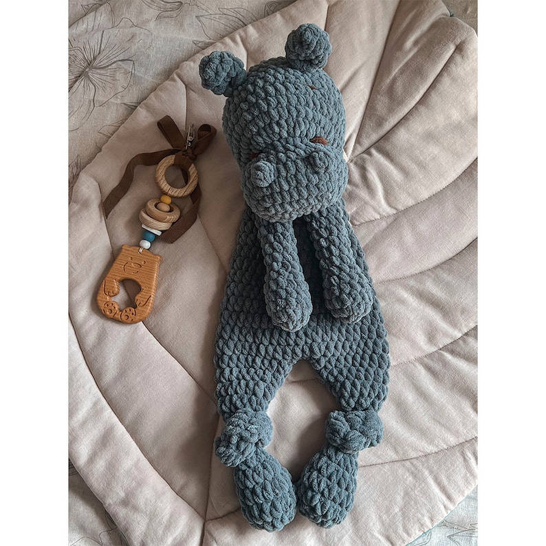 Crochet Hippo Toy, Soft Snuggler Stuffed Hippo, Newborn Baby Hippo ...