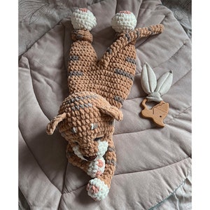 Crochet Tiger Lovey, Soft Snuggler Toy, Stuffed Plush Animal, Baby ...
