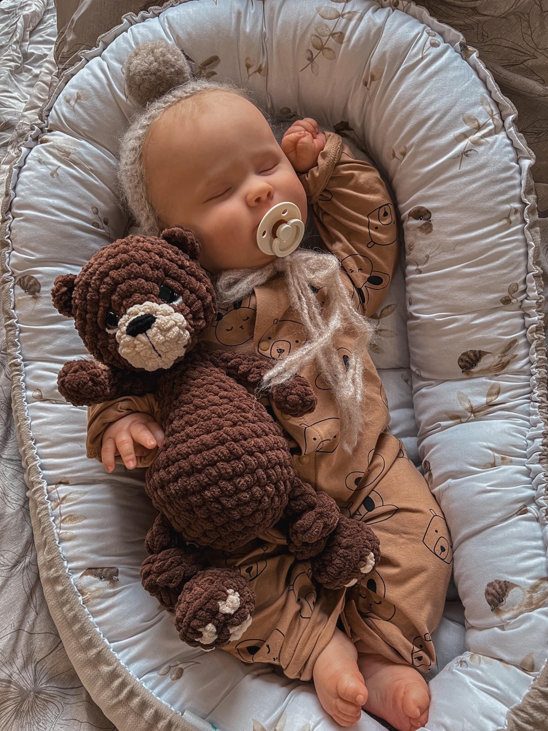 Crochet Bear Plushie, Soft Snuggler Toy, Stuffed Bear Toy, Newborn Baby ...
