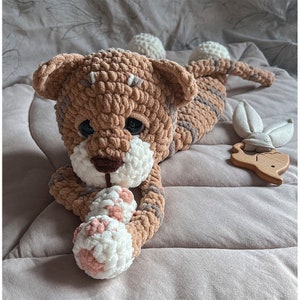 Crochet Tiger Lovey, Soft Snuggler Toy, Stuffed Plush Animal, Baby ...
