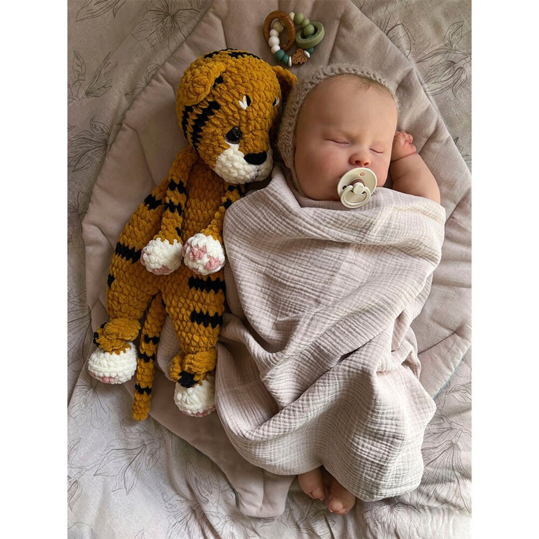 Crochet Tiger Toy, Soft Snuggler Stuffed Tiger, Newborn Baby Tiger ...