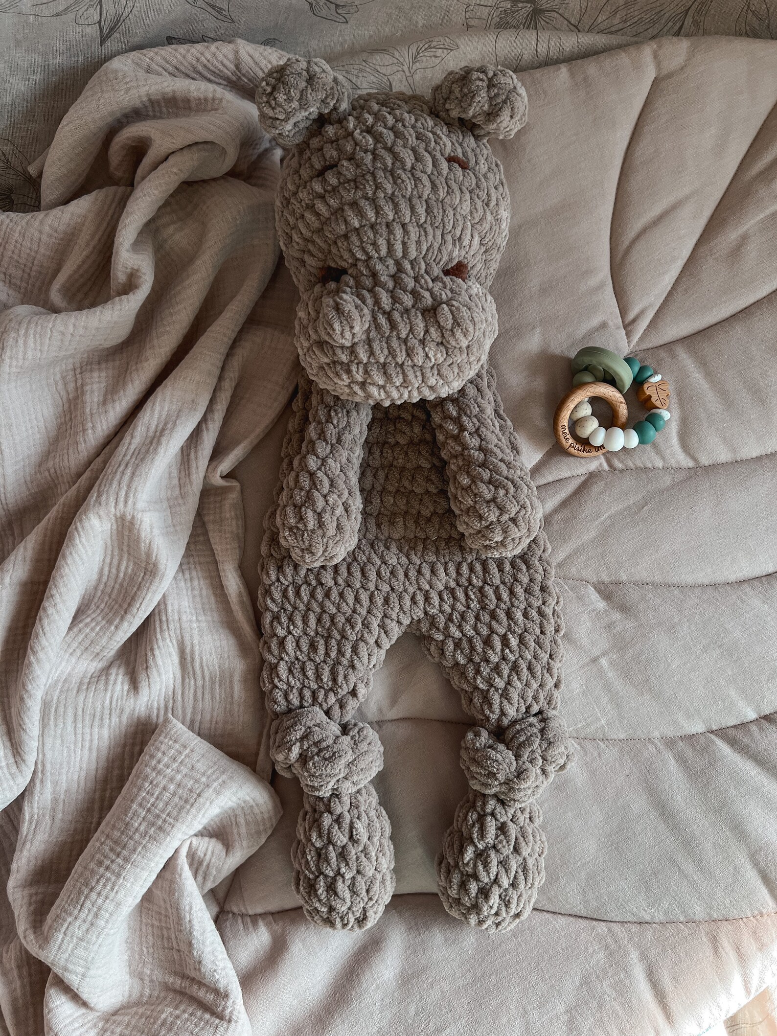 Crochet Hippo Toy, Soft Snuggler Stuffed Hippo, Newborn Baby Hippo ...