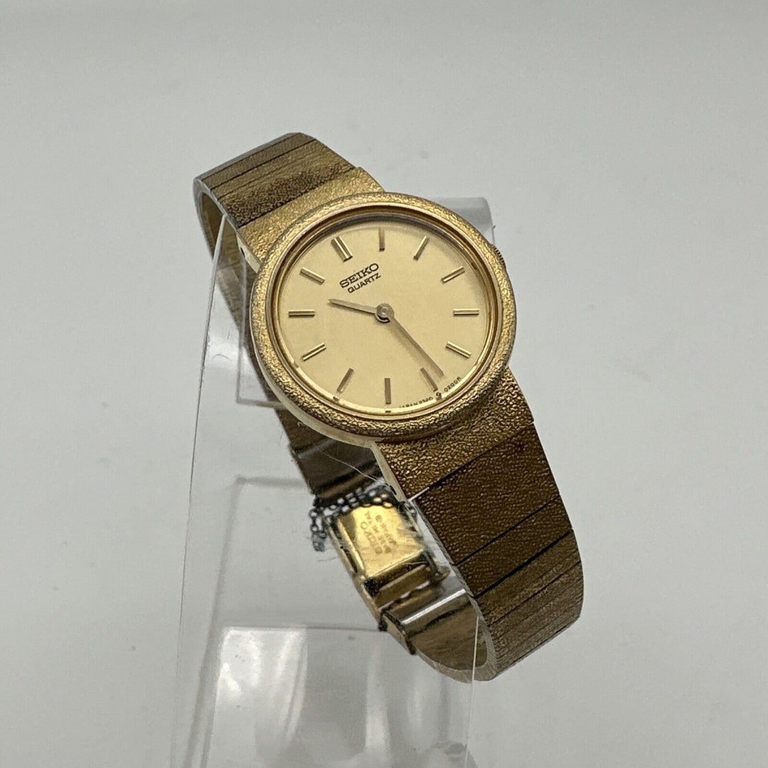 Vintage SEIKO 2320-0058 Quartz Watch Gold Dial 21mm 1980s, Working, New ...