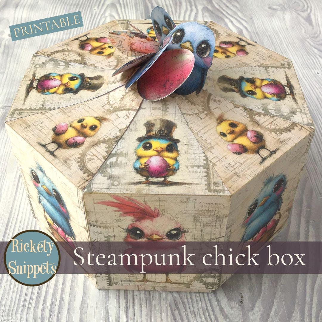 Printable Easter Box Kit, Digital Box Template Digital Download, DIY Easter Craft Kit, Steampunk ...