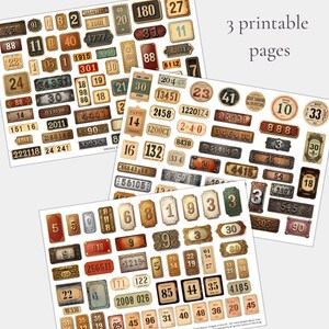 Vintage Numbers, Digital Vintage Labels, Printable Numbers, Digital ...