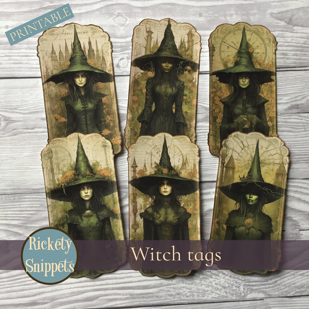 Printable Witch Tags | Vintage Grimoire | Shabby Digital Ephemera ...