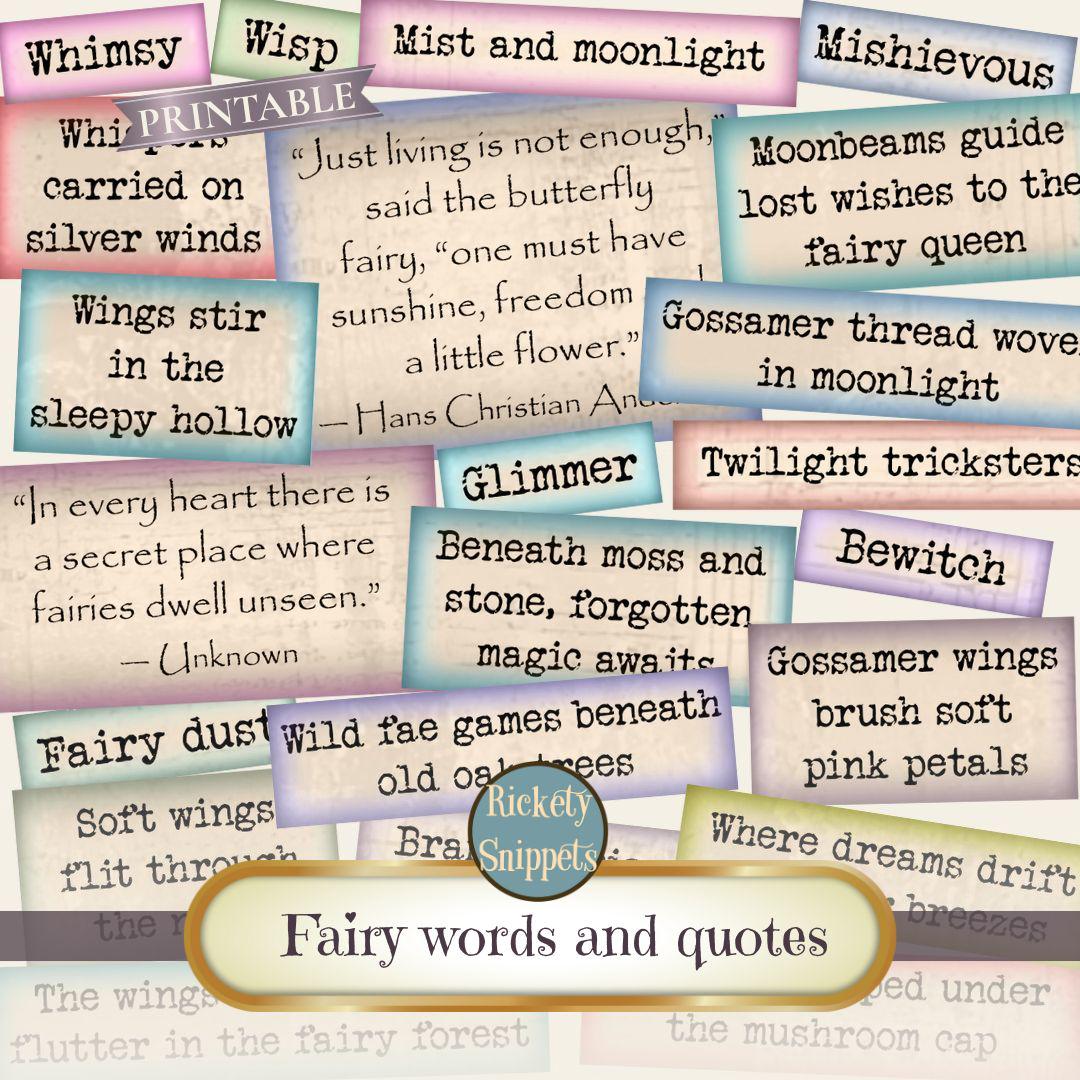 Fairy Words and Quotes, Printable Fairy Ephemera Words, Digital Junk ...