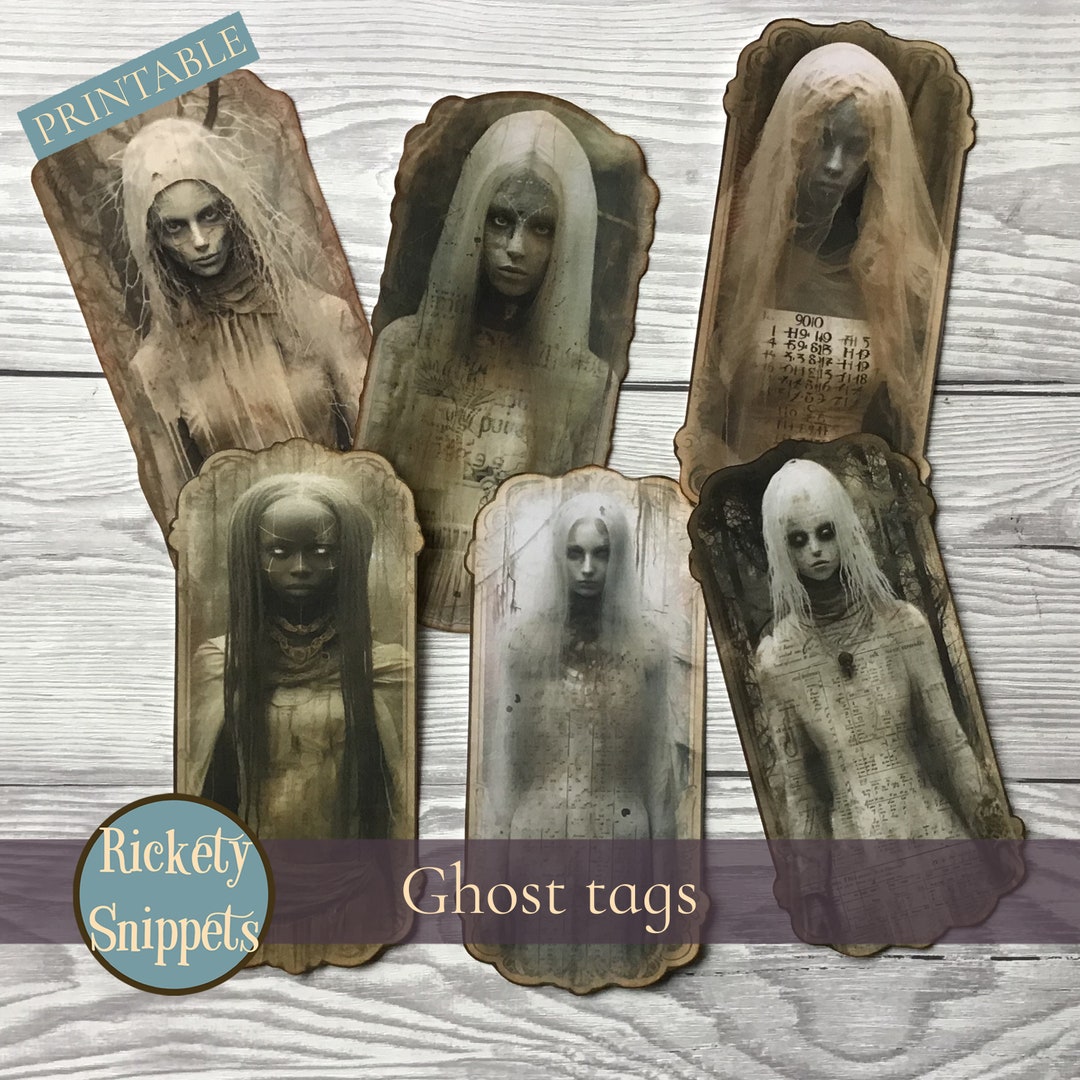 Printable Ghost Tags Shabby Fantasy Digital Grungy Junk Journal ...