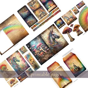 Printable Unicorn Folio Kit | Shabby Junk Journal With Fantasy Ephemera ...