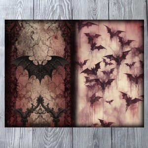 Gothic Vampire Bat Junk Journal Papers | Downloadable Fantasy Halloween ...