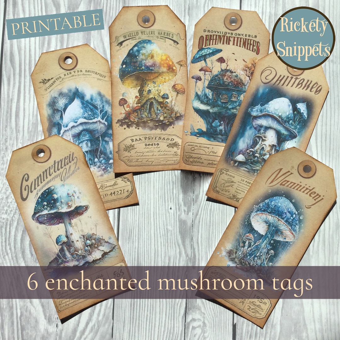 Mushroom Tags Ephemera, Junk Journal Mushrooms, Magical Mushroom Prints ...