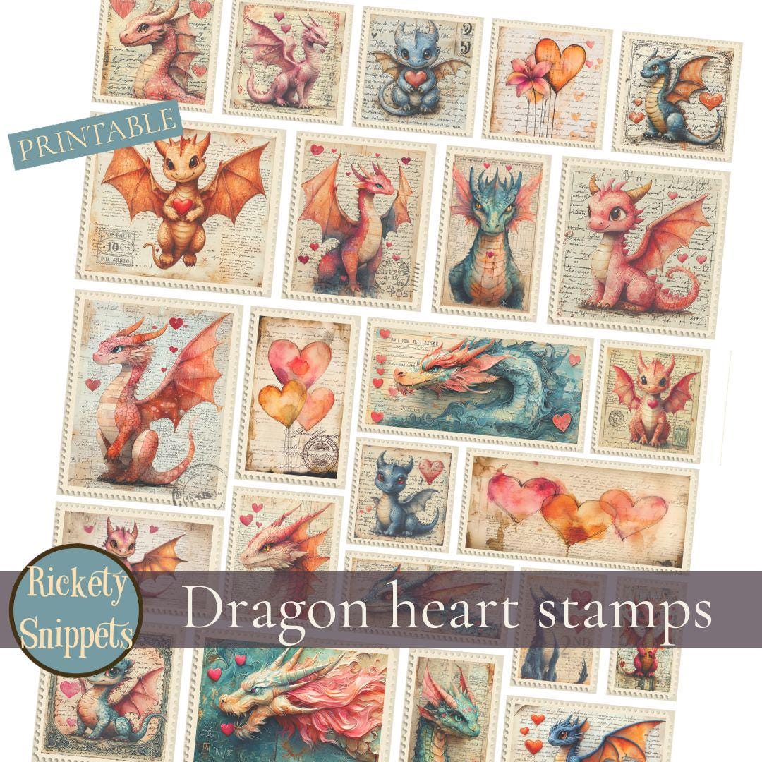 Dragons Junk Journal Printables, Dragon Scrapbooking Embellishments ...