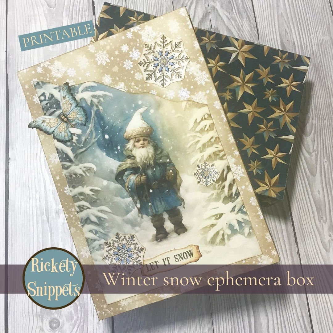 Christmas Ephemera Box, Printable Box, Junk Journal Christmas Kit ...