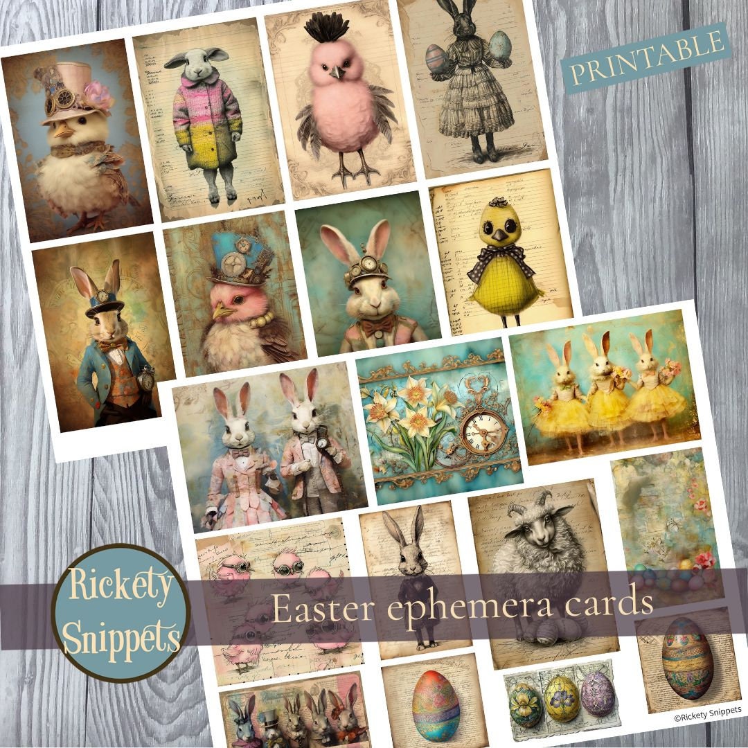 Easter Ephemera Cards Shabby Printable Junk Journaling Digitals Vintage ...