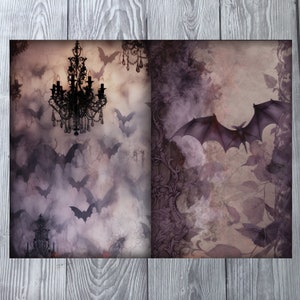 Gothic Vampire Bat Junk Journal Papers | Downloadable Fantasy Halloween ...