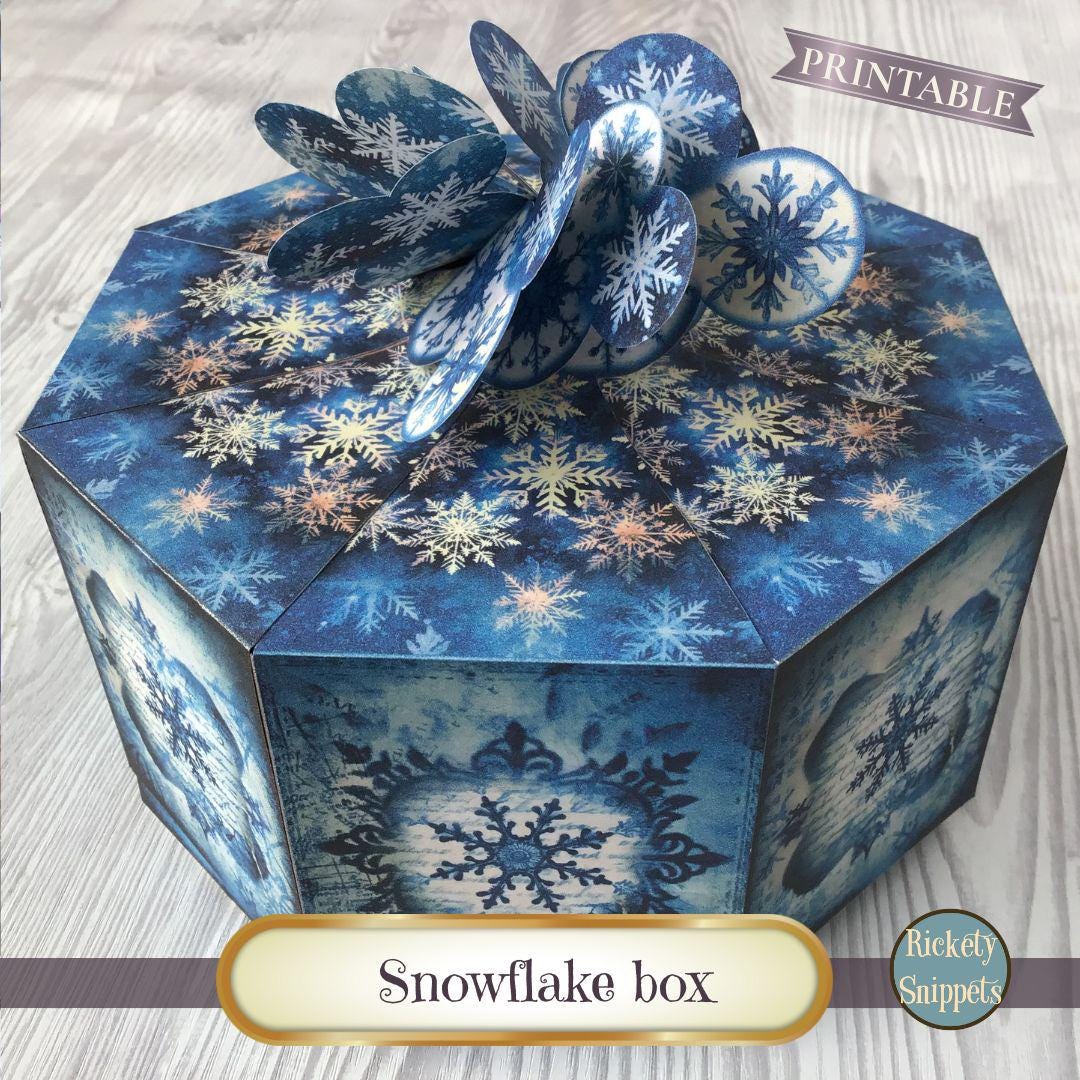 Snowflake Box, Printable Box Pattern, Printable Christmas Gift Box ...