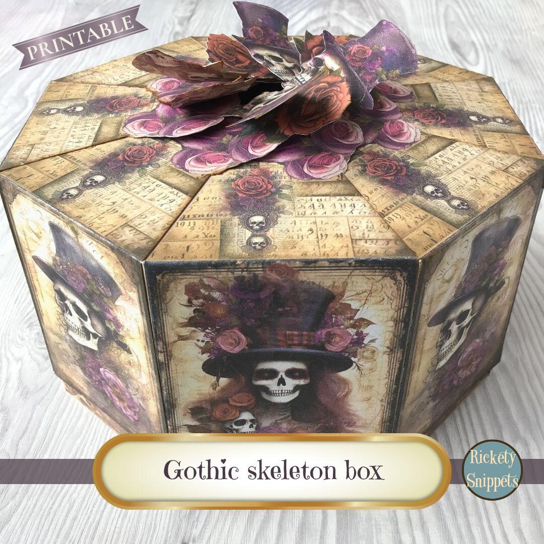 Skeleton Printable Box, Gothic Box, Paper Craft Gift Box, Halloween Box ...