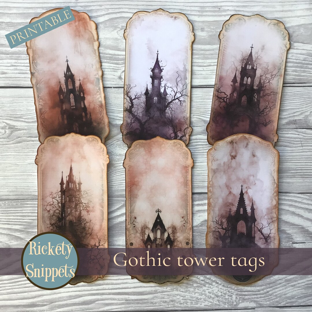 Printable Gothic Tower Tags | Printable Tags for Junk Journals | Shabby ...