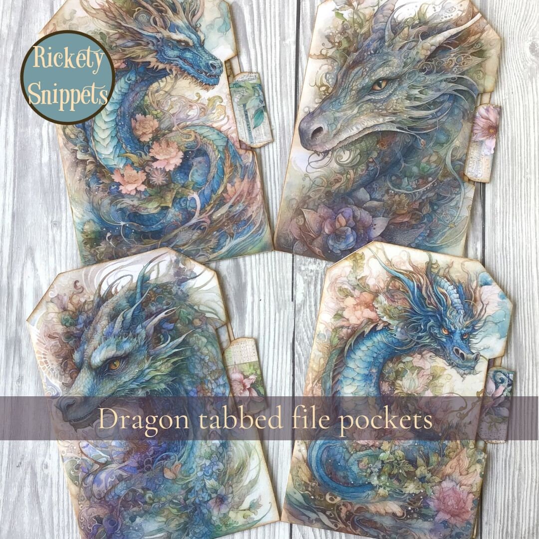Dragon Junk Journal Pockets, Dragon Papercraft, Shabby Junk Journal Kit ...