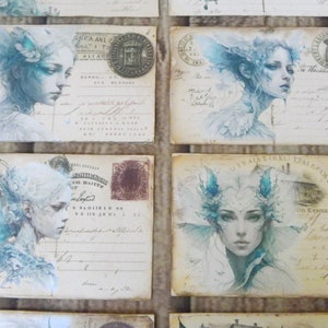 8 Digital Printable Fairy Postcards. Fantasy Ephemera for Junk ...