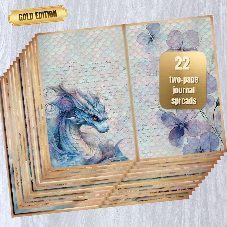Dragon Junk Journal Printable Kit, Gold Edition, Dragon Junk Journal ...