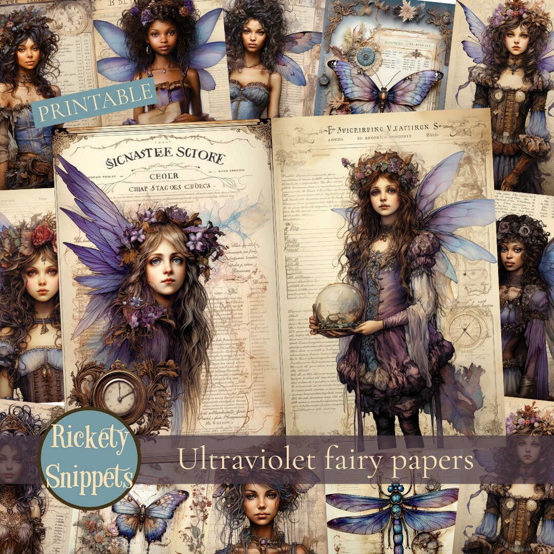 Fairy Scrapbook Digital Paper, Fairy Junk Journal Digital Download ...