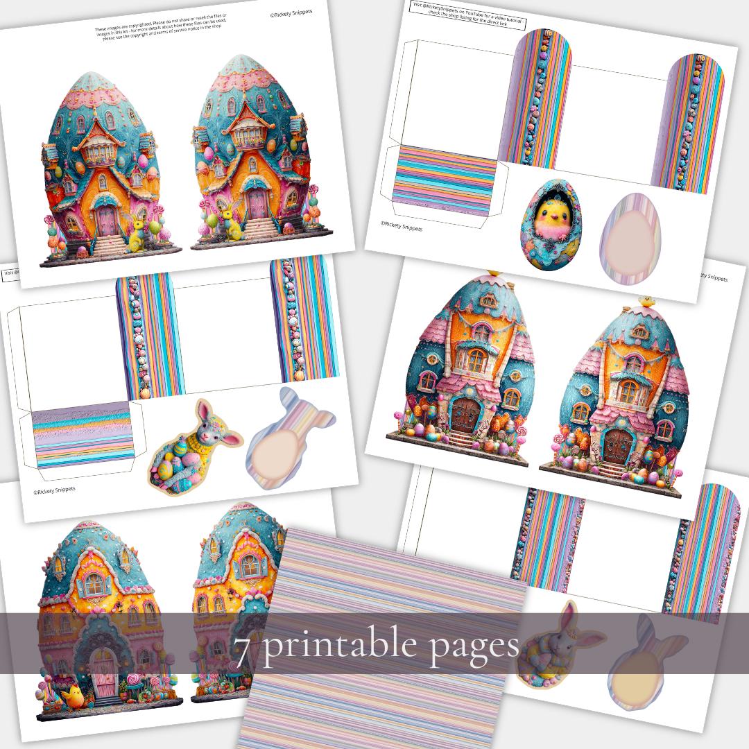 Easter Treat Box, Printable House Kit, Easter Treat Bags, Easter Craft ...