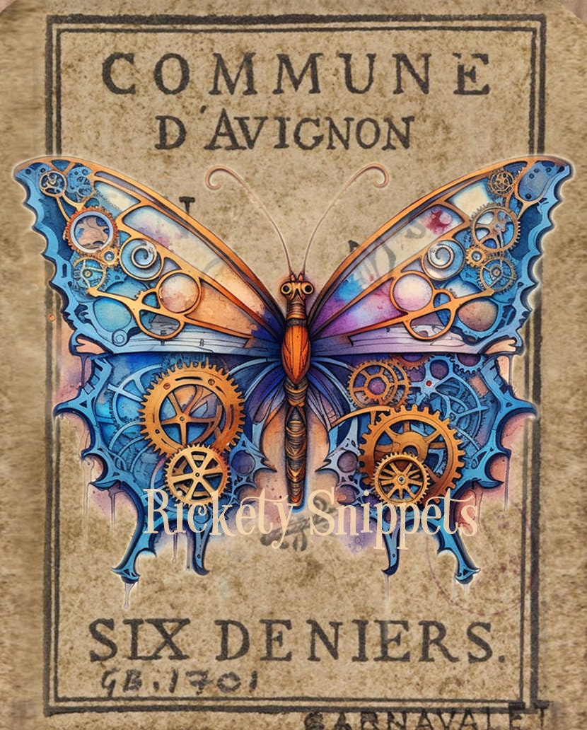 Printable Vintage Steampunk Butterfly Tags Shabby Digital - Etsy