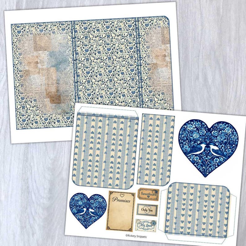 Vintage Valentines Junk Journal Folio, Scrapbook Mini Album Tutorial, Heart Junk Journal ...