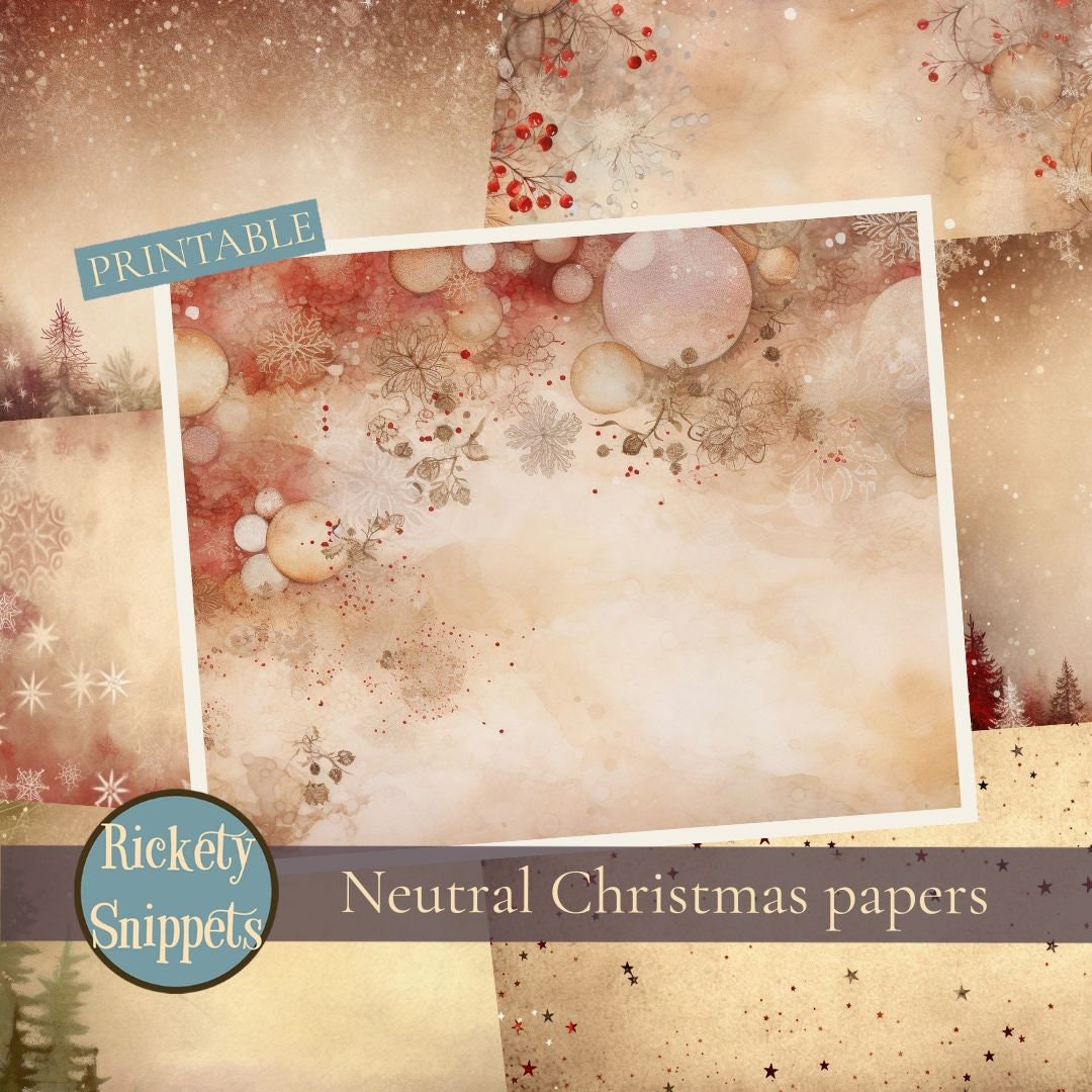 Neutral Junk Journal Christmas Papers, Neutral Scrapbook Paper ...