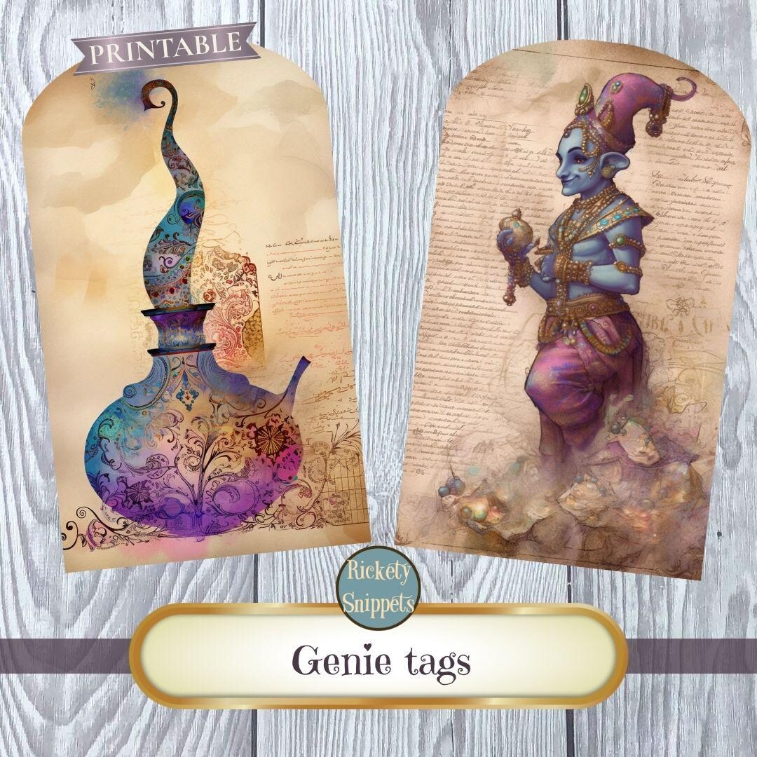 Genie Tags Printable | Magical Scrapbook Ephemera | Instant Download ...