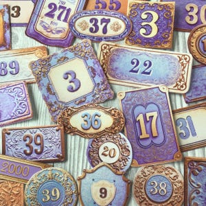 Purple Junk Journal Labels, Vintage Numbers, Digital Vintage Labels ...