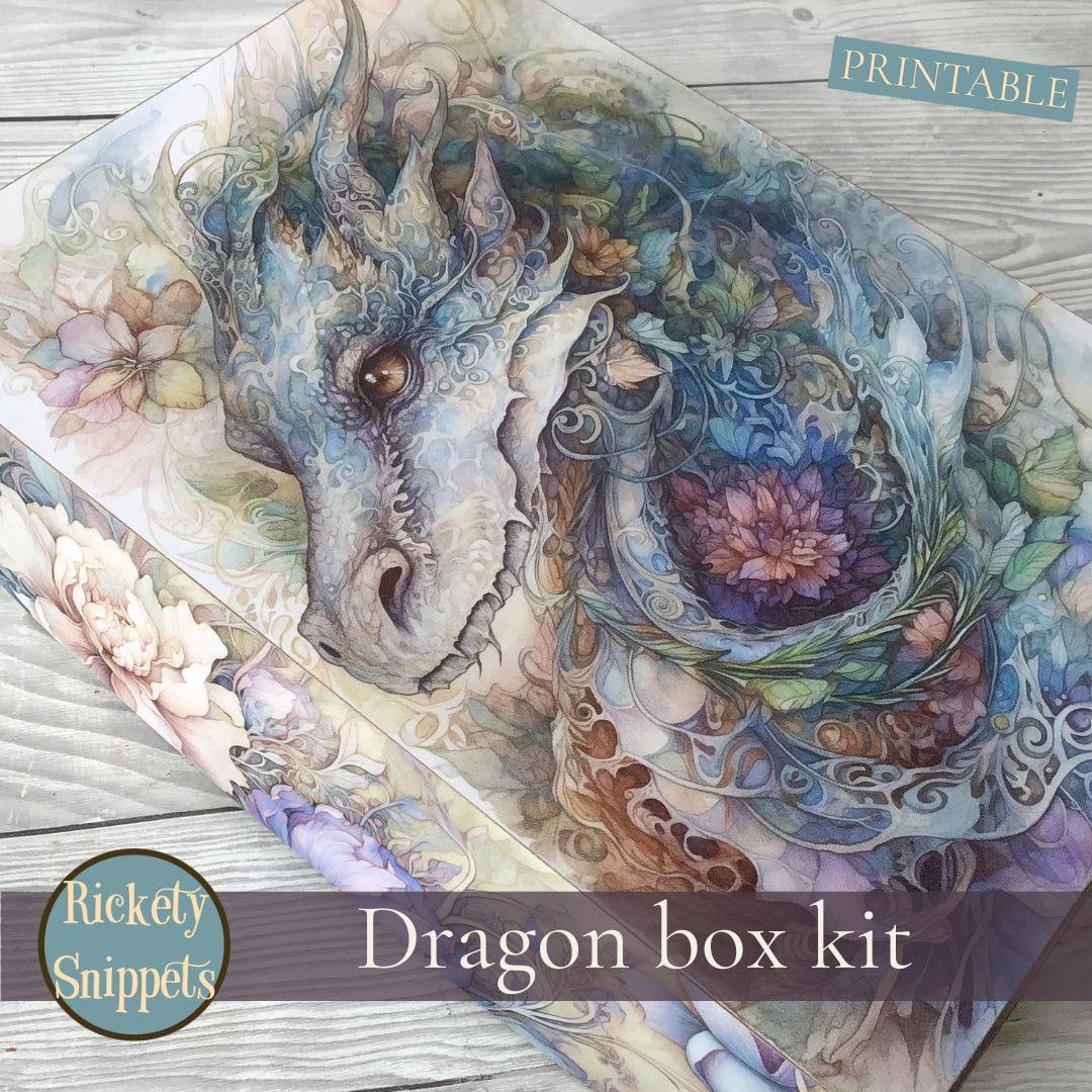 Printable Box, Folio Box, Dragon Junk Journal Kit, Dragon Scrapbook Box ...