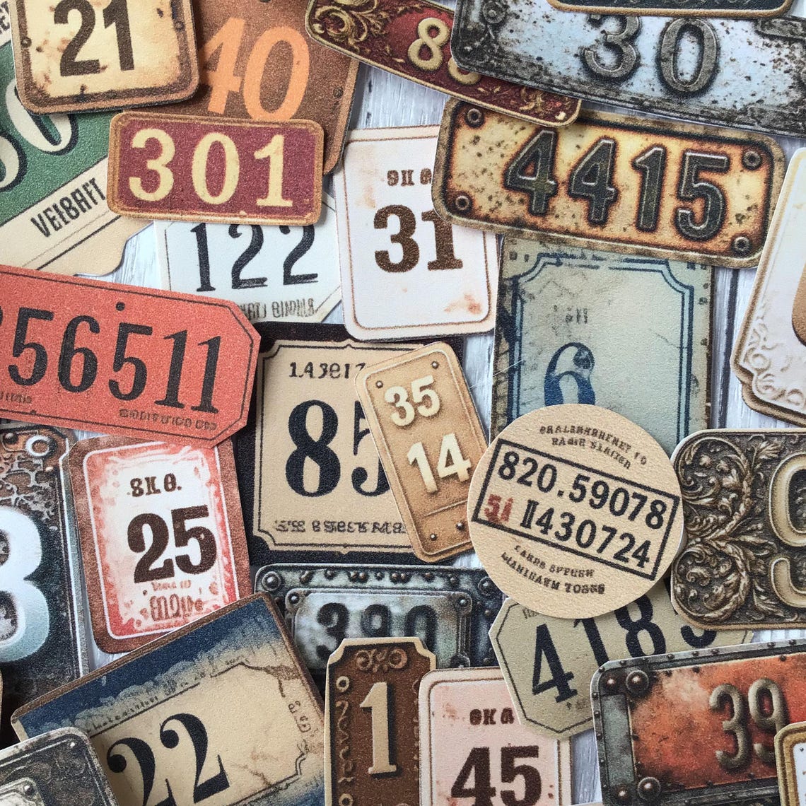 Vintage Numbers, Digital Vintage Labels, Printable Numbers, Digital ...