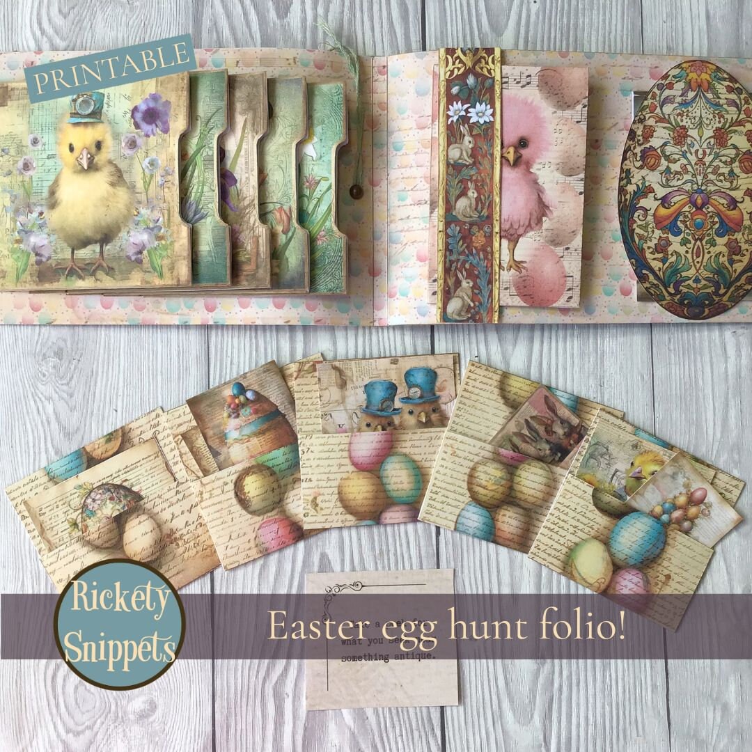 Egg Hunt Easter Junk Journal Folio Kit, Digital Printable Easter ...